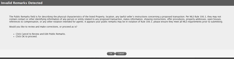 Public Remarks and Data Fields Compliance – OneKey® MLS Support Center